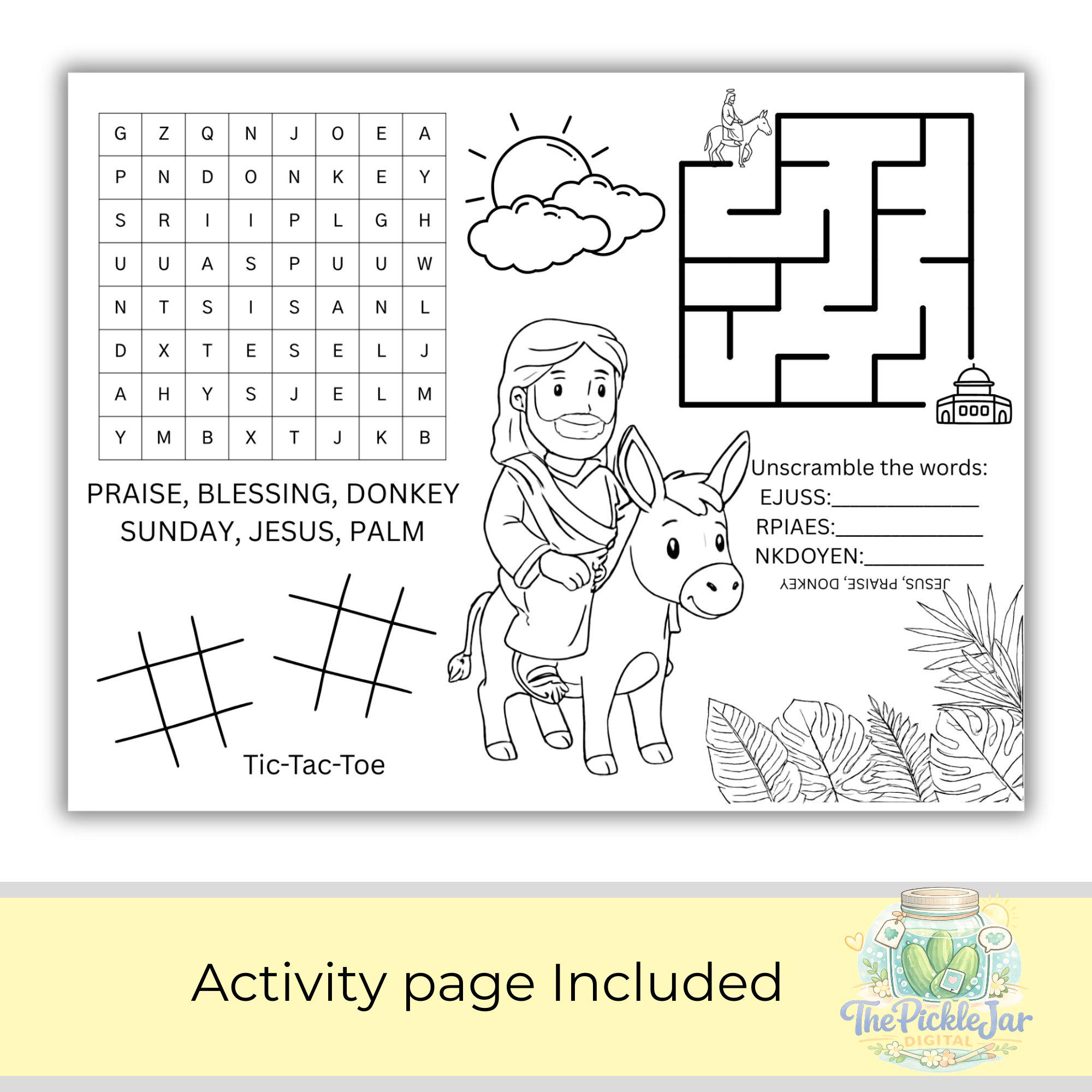 Palm Sunday Activity Pages for Kids | Christian Easter Printable ...