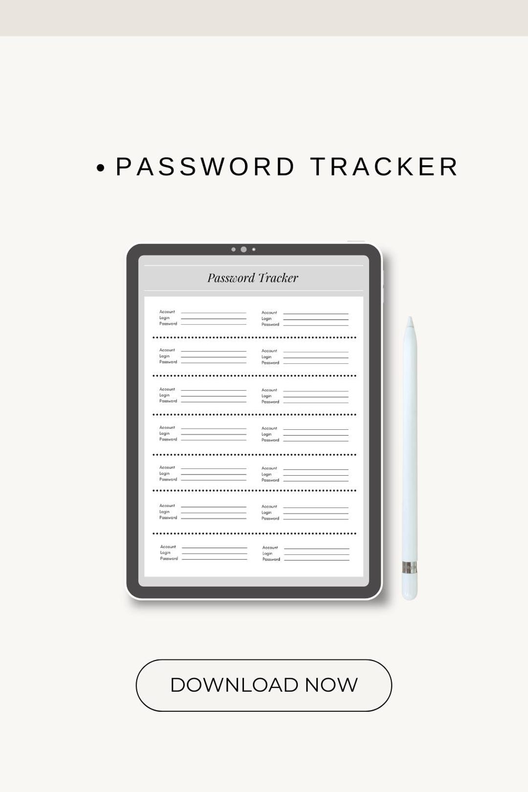 Password Tracker Printable | Digital Password Keeper (A4, US Letter) - Etsy