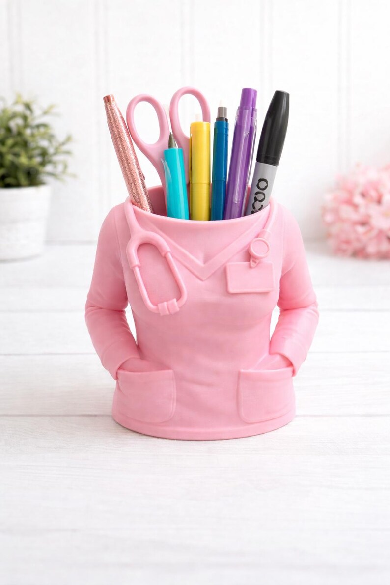 Pink Nurse Scrubs Pen Holder | Medical Office Desk Organizer - Etsy