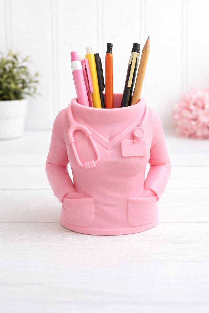 Pink Nurse Scrubs Pen Holder | Medical Office Desk Organizer - Etsy
