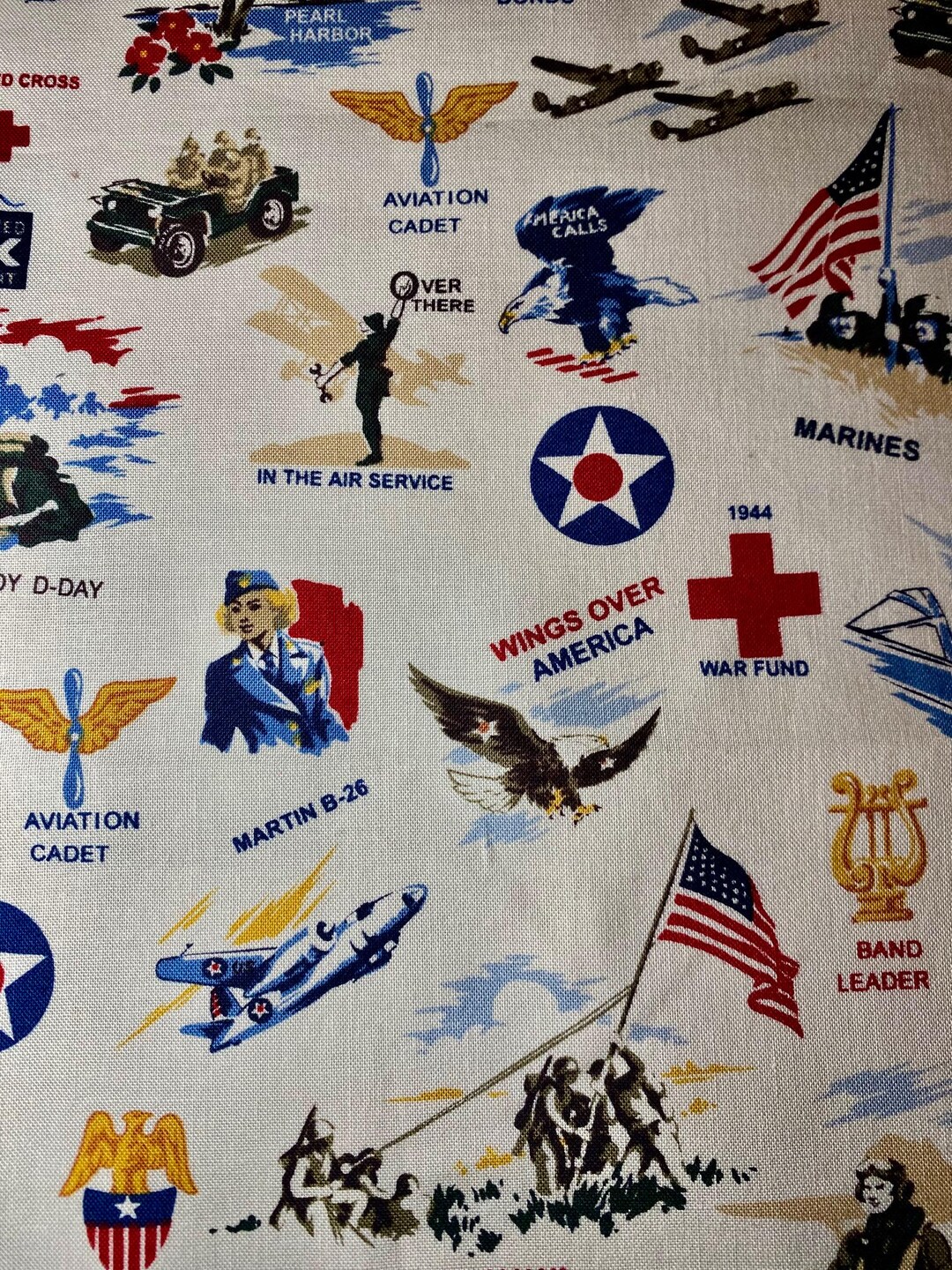 Vintage WWII Aviation Fabric – Faye Burgos Design for Marcus Brothers ...