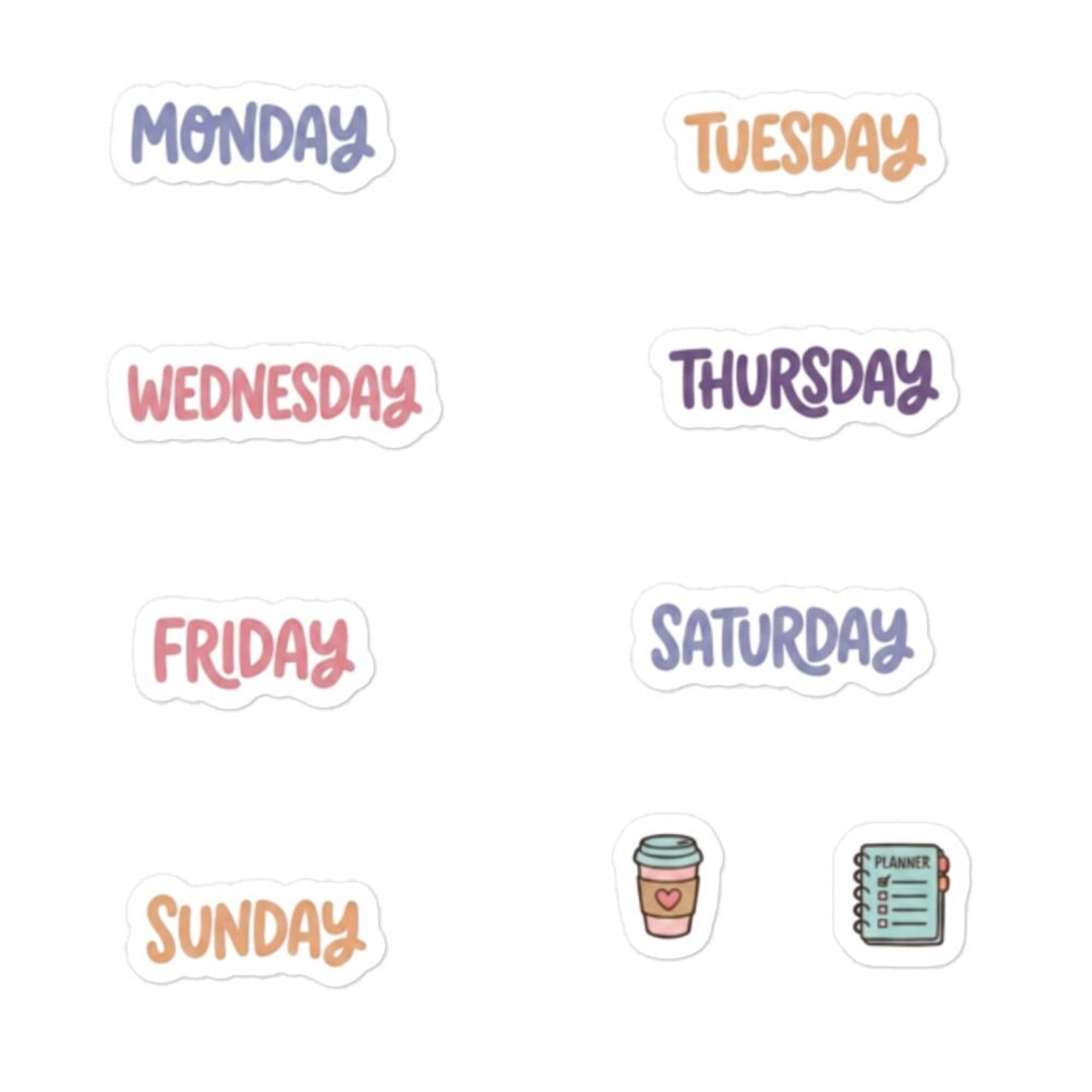 Hand-lettered Days of the Week Planner Stickers - Etsy