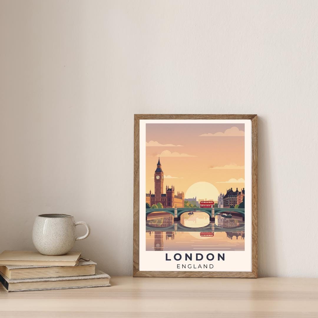 London Skyline Poster, Retro Travel Wall Art Print - Etsy