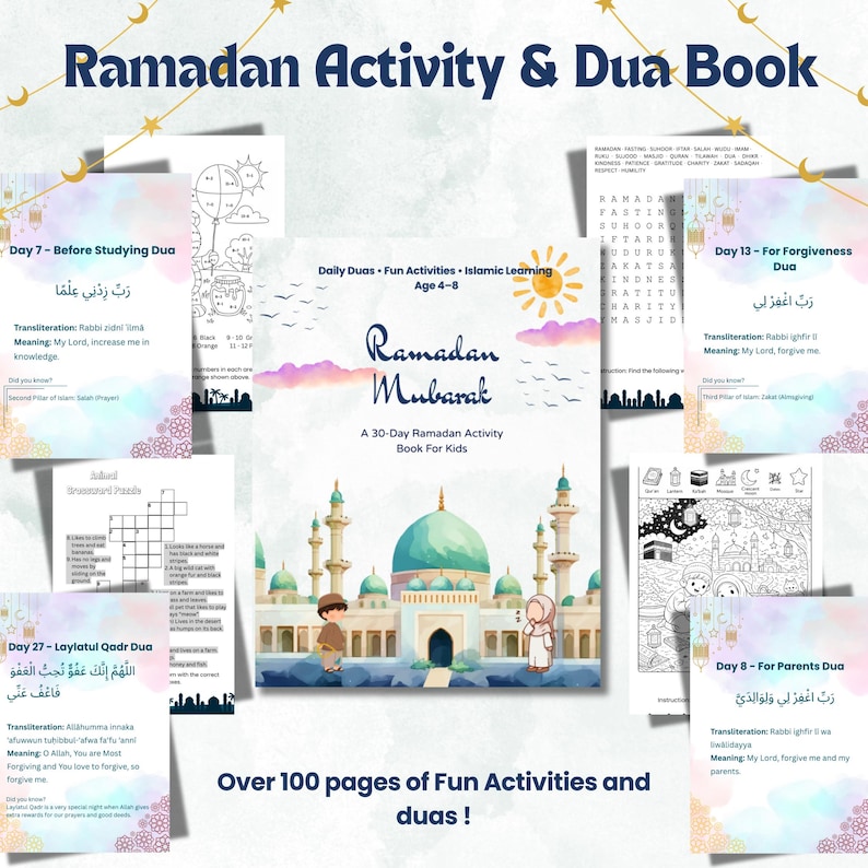 Ramadan Activities for Kids | Islamic Duas & Games | 30 Day Printable ...