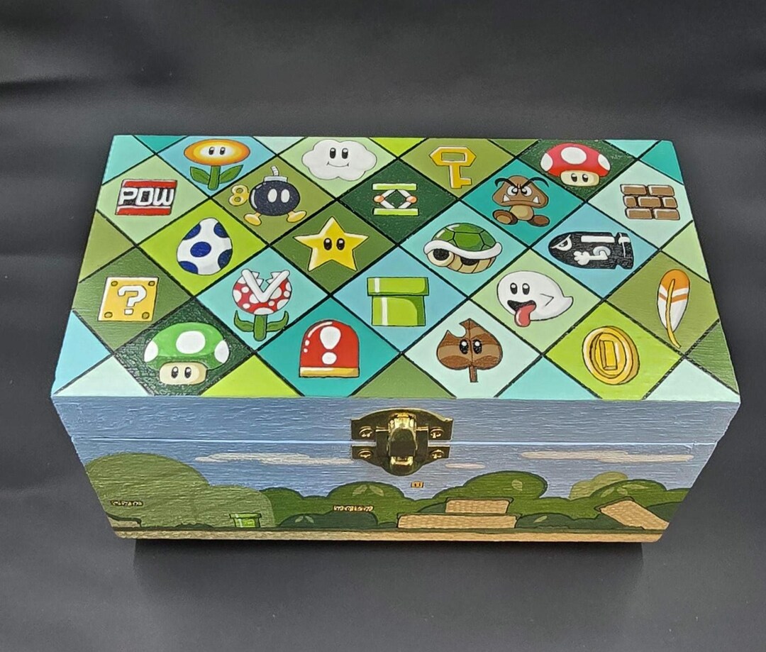 Hand-painted Mario Video Game Themed Wooden Keepsake Box - Etsy