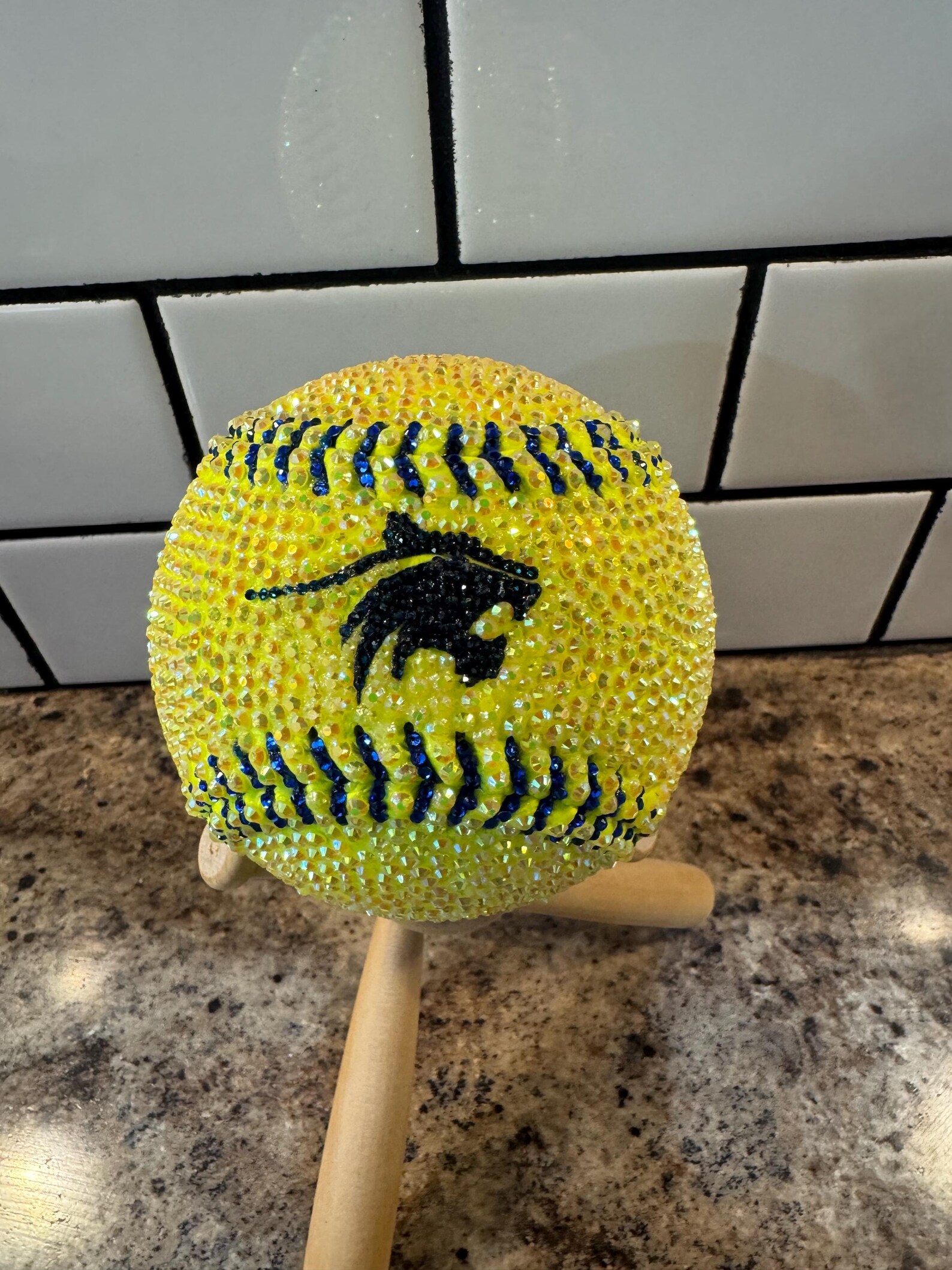 Custom Rhinestone Softball With School Logo/mascot - Etsy