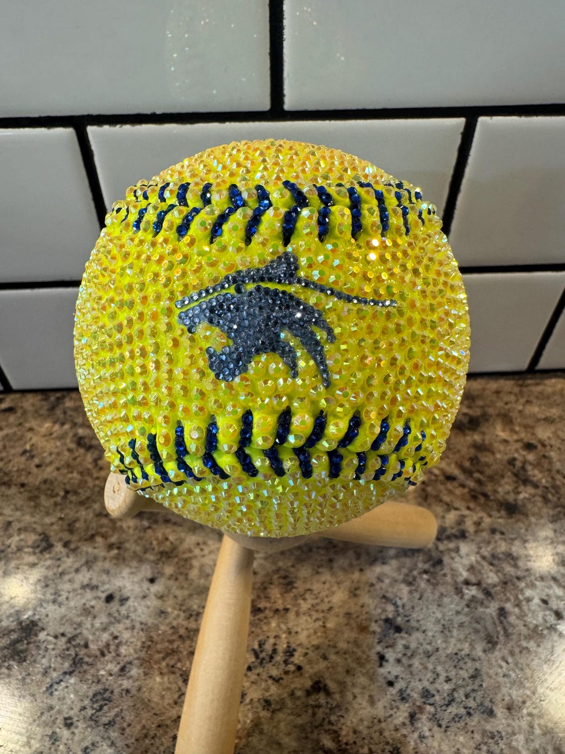 Custom Rhinestone Softball With School Logo/mascot - Etsy