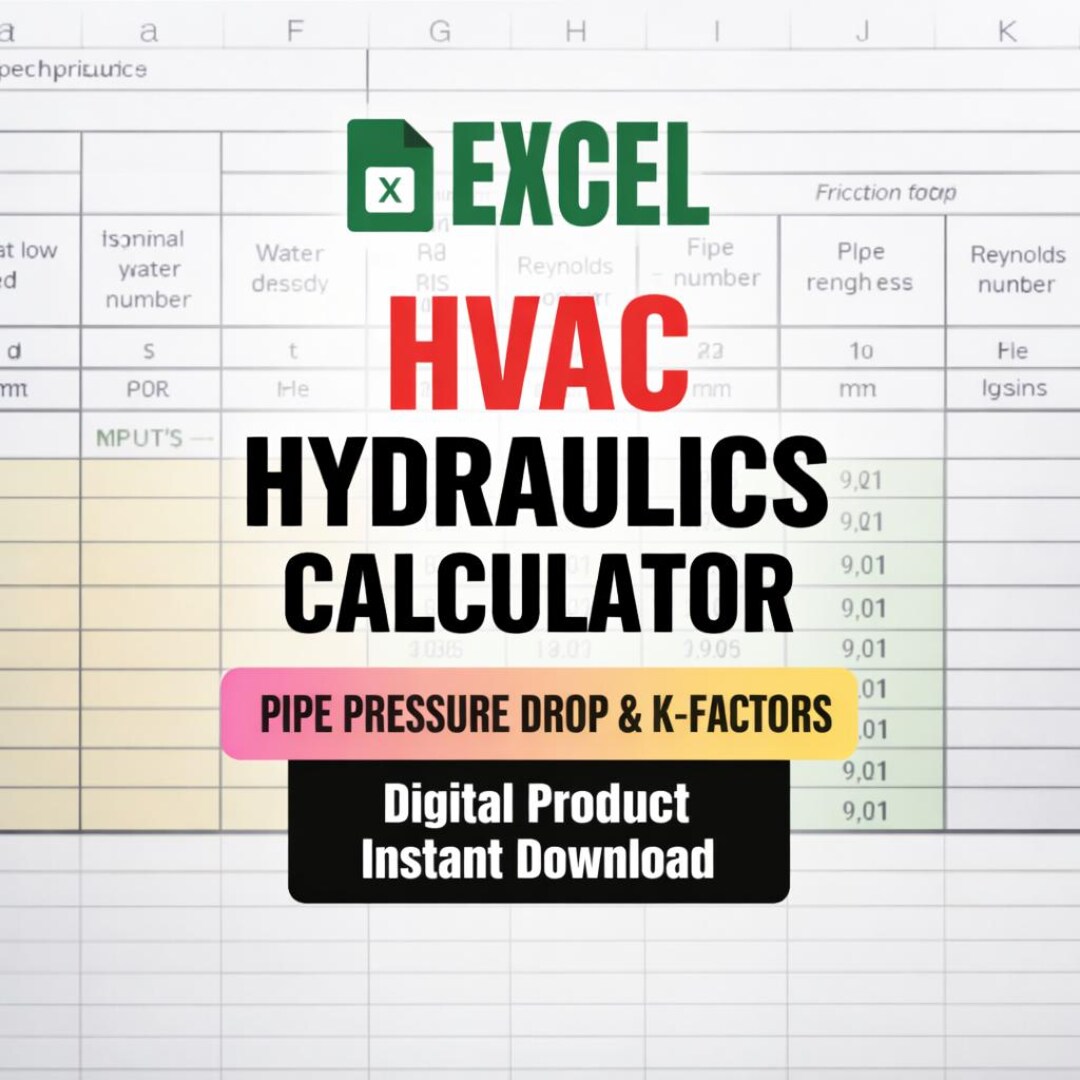 Hydronic Pressure Drop Calculator (excel) | Pipe Sizing + Local Losses ...