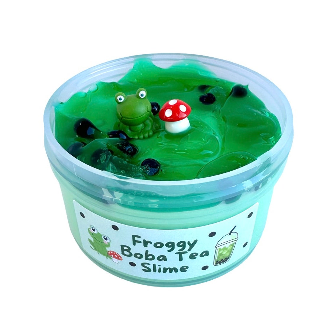 Froggy Boba Tea Slime, Glossy Slime, Thick Slime, Mint Scented Slime ...