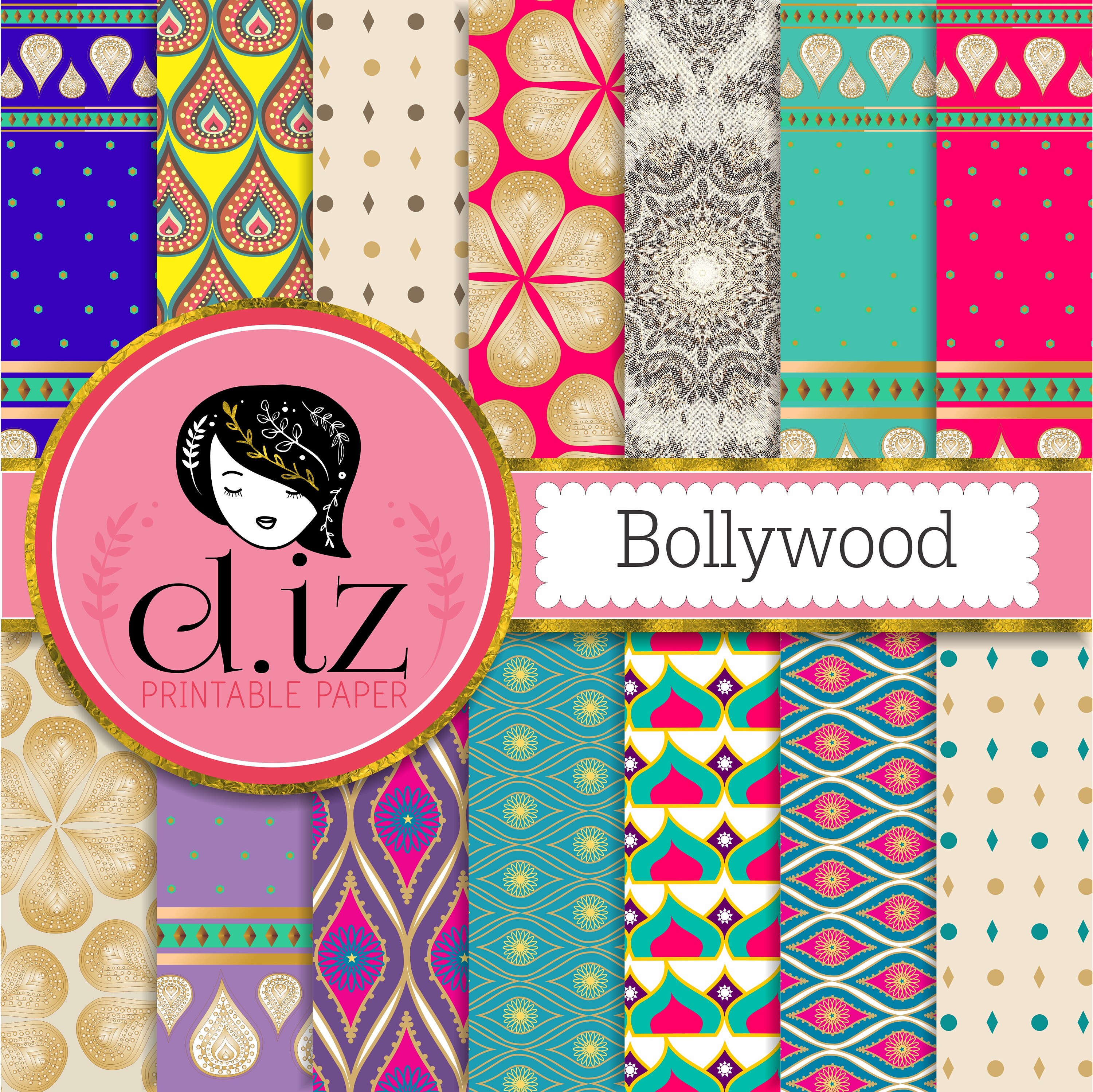 Sari Digital Paper 14 'bollywood Backgrounds Boho Digital - Etsy