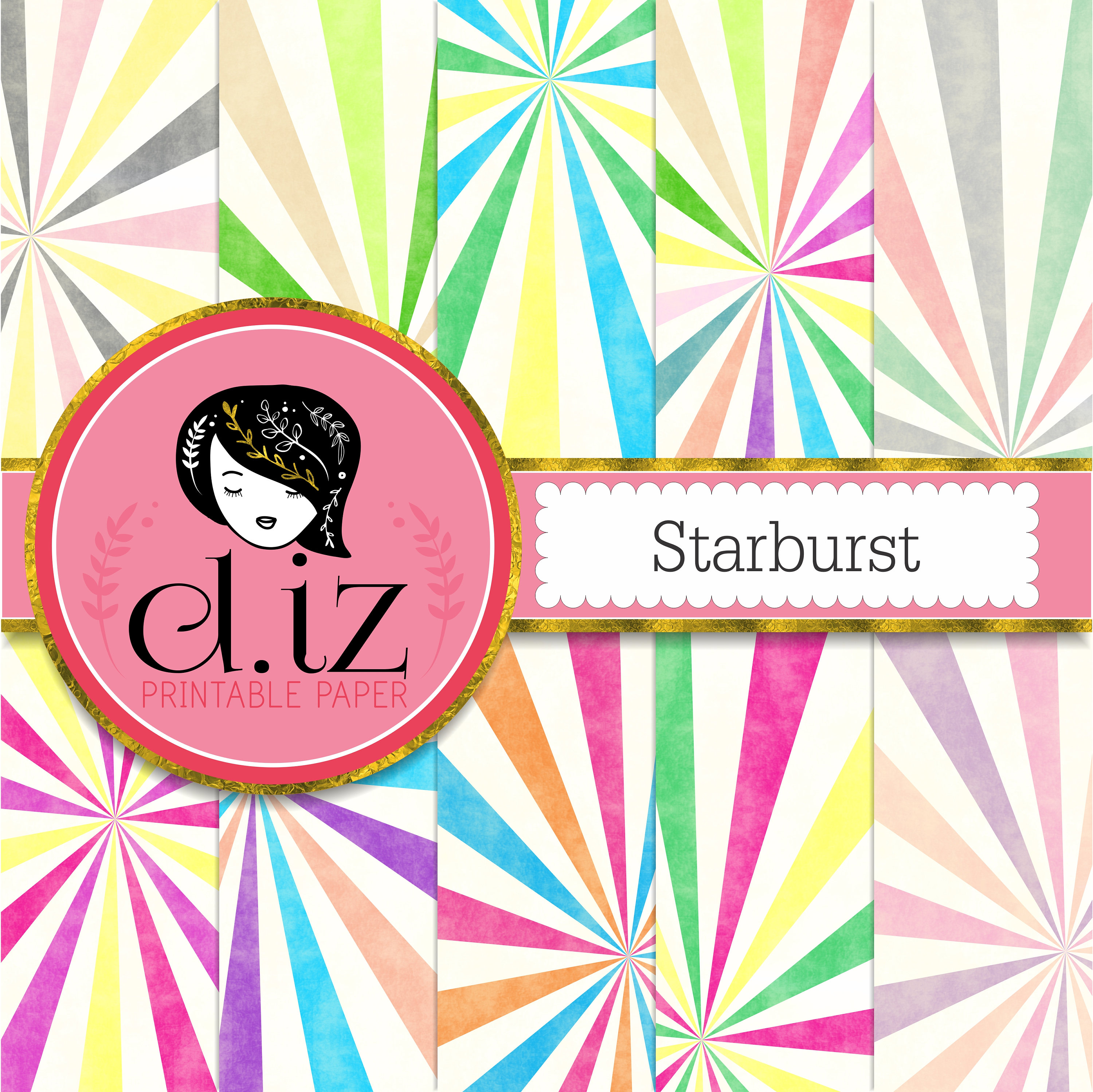 Starburst digital paper 10 starburst backgrounds in brights | Etsy