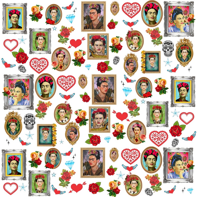 Mexican Digital Paper Featuring Fiesta Style Cinco De Mayo, Frida Kahlo ...