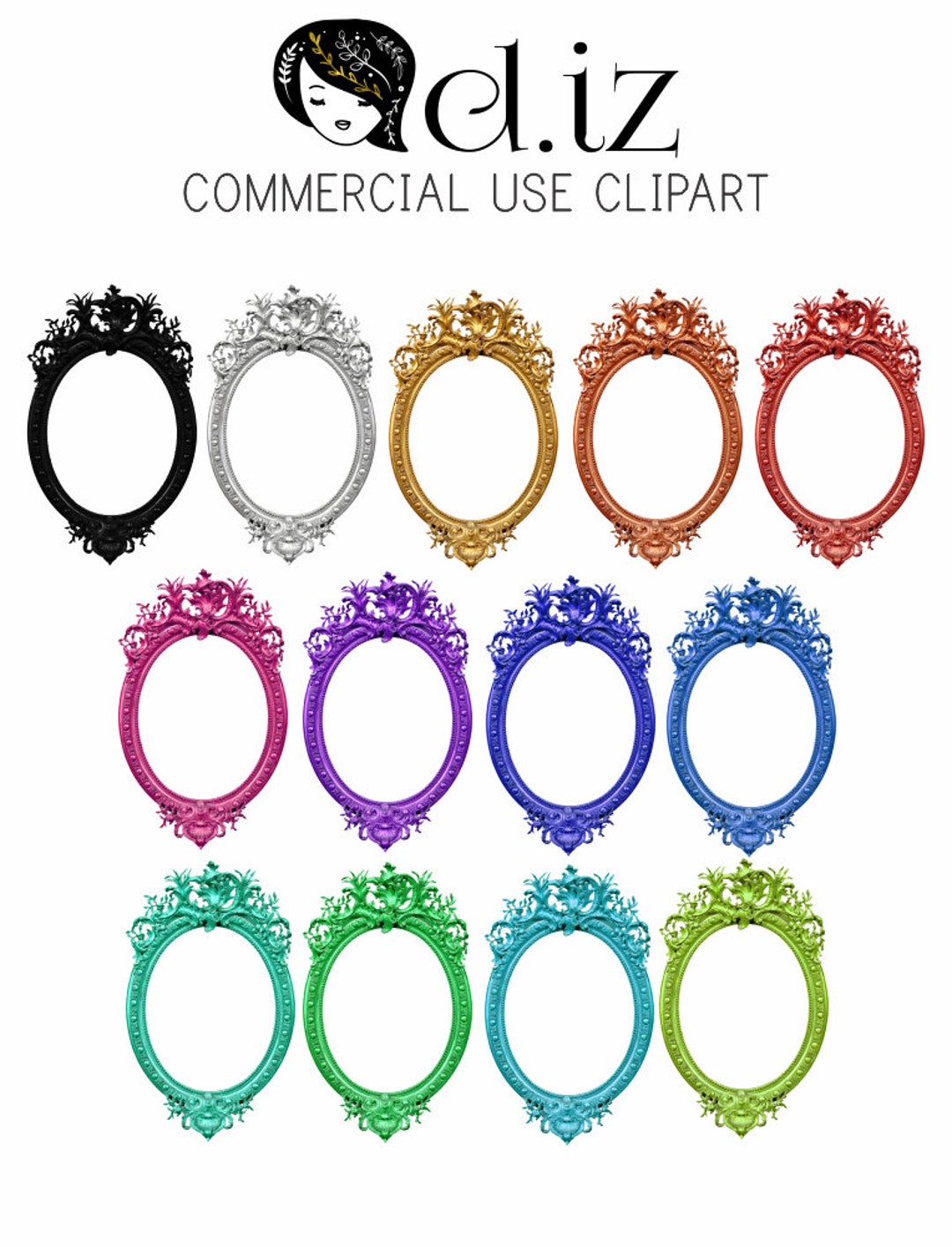 Clip Art Frames. Oval Frames. Oval Digital Frames, 13 Oval Digital ...
