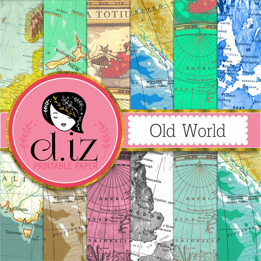 Map Digital Paper 'old World' Vintage Maps Antique - Etsy