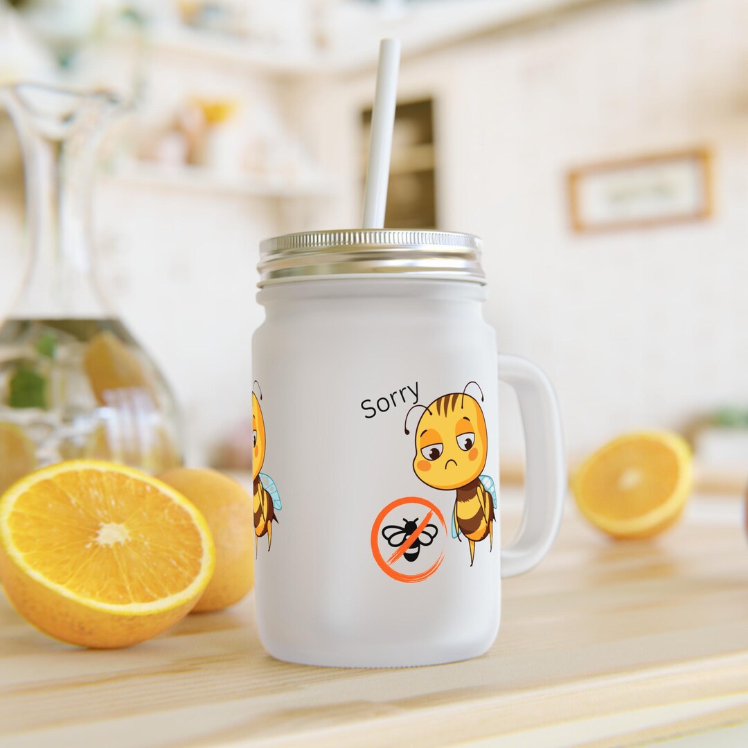 Sorry No Ants Mason Jar | Bee Cartoon Mason Jar Tumbler With Straw - Etsy