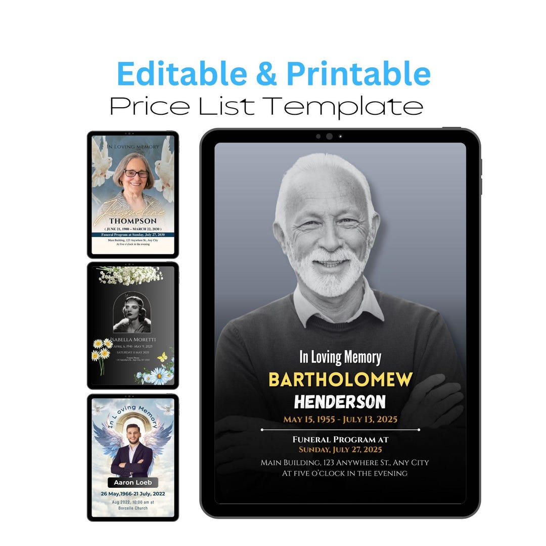 Funeral Program Template, Obituary, Invitation Canva Trifold (digital ...