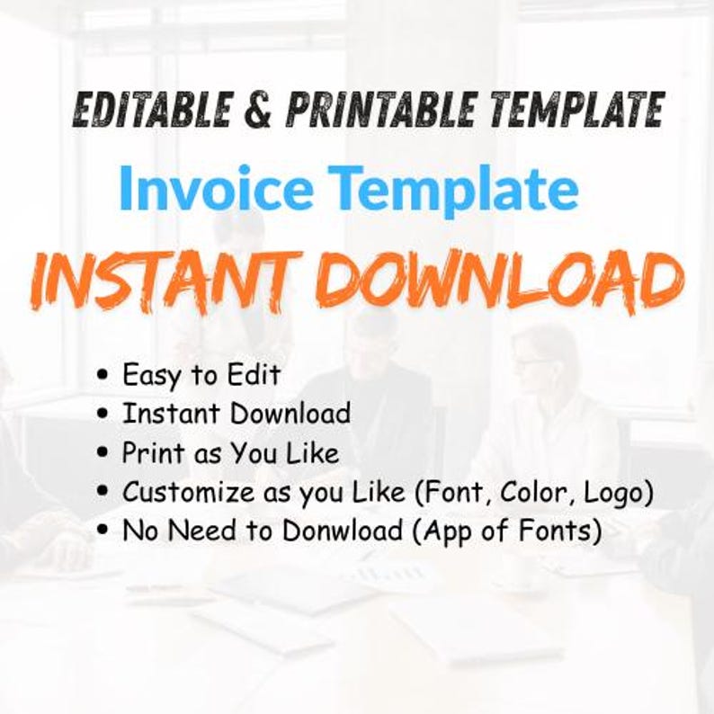 Editable and Printable Invoice Template | PDF & Canva Invoice Form for ...