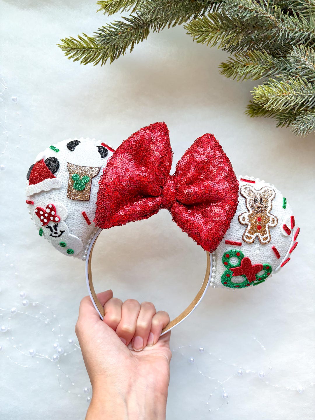 Christmas Mickey and Minnie Treats Inspired Mouse Ears Mickey Ears ...