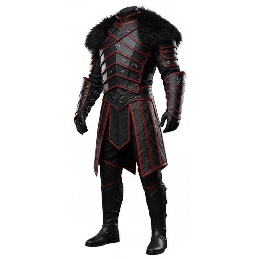 Medieval Knight Leather Armor Set, Black Genuine Leather Fantasy ...