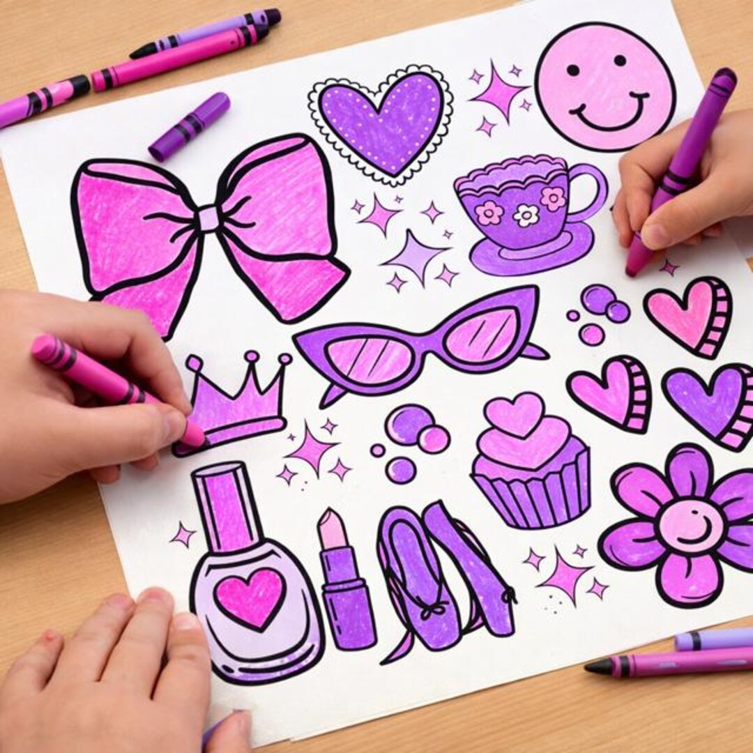 Girly Coloring Pages for Kids |instant Download | Printable| Coloring ...