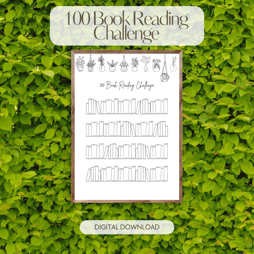 100 Book Reading Challenge Printable | Bookshelf Reading Tracker | Book ...
