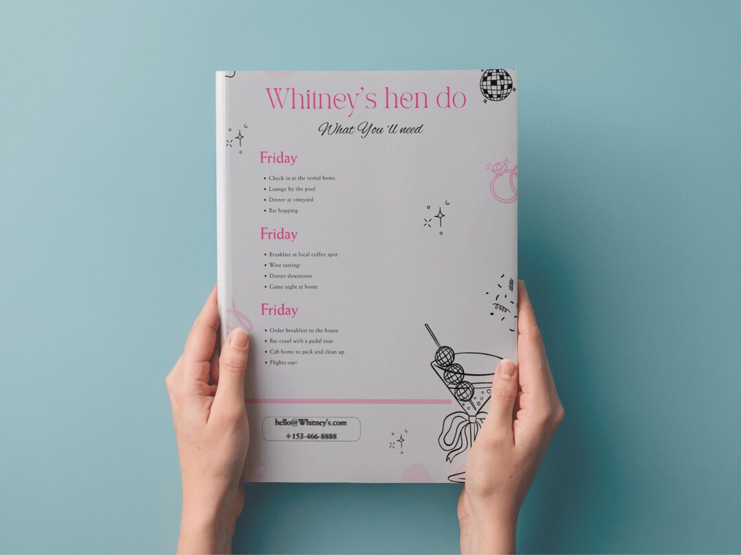 Hen Do Itinerary & Packing List Template | Editable Canva 5x7” + iPhone ...