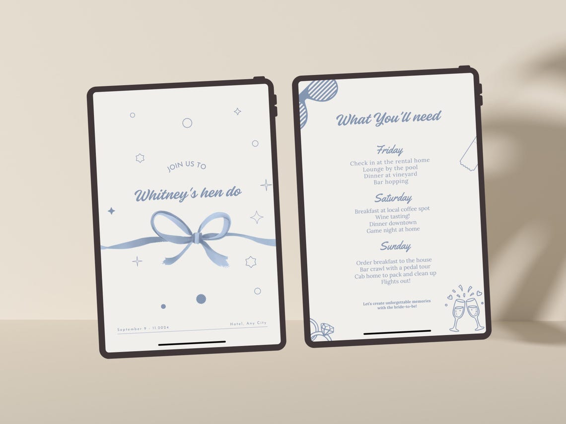 Hen Do Itinerary & Packing List Template | Editable Canva 5x7” + iPhone ...