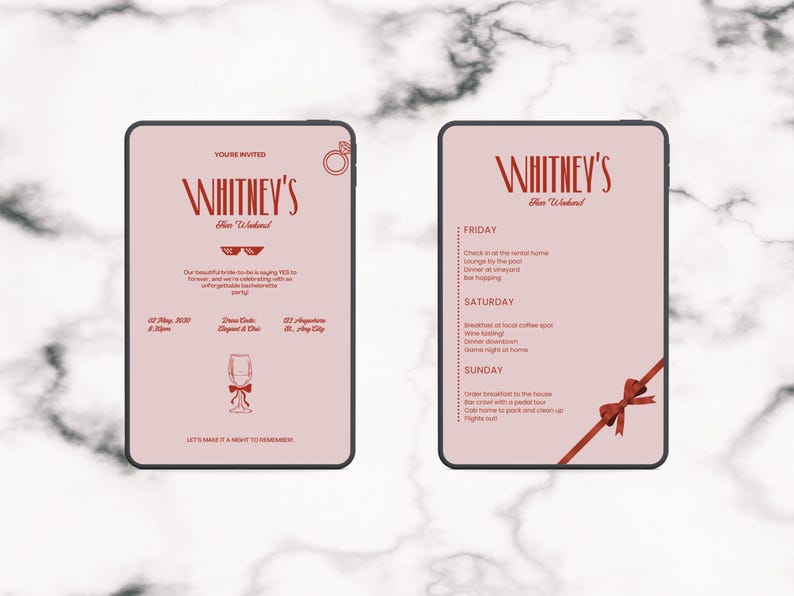Hen Do Itinerary & Packing List Template | Editable Canva 5x7” + iPhone ...