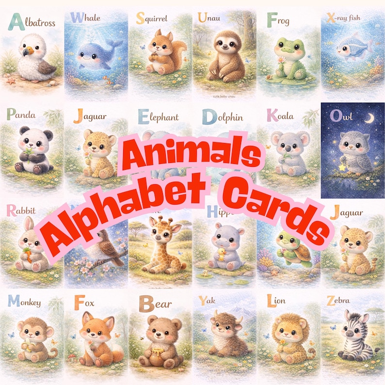 Printable Animal Alphabet Cards | ABC Learning Flashcards for Toddlers ...