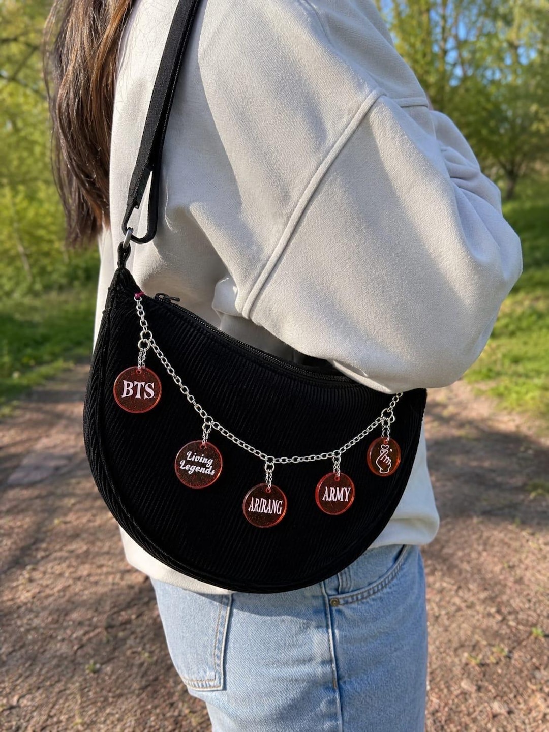 Handmade BTS ARMY Bag Charm, Arirang Kpop Acrylic Strap, Purse ...