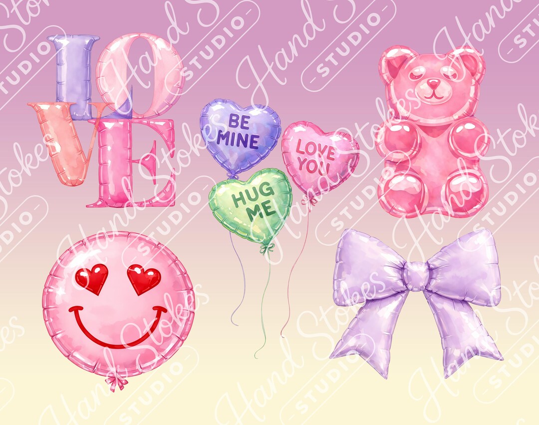 Valentine Foil Balloon PNG Clipart Set | Love Balloons, Teddy Bear ...
