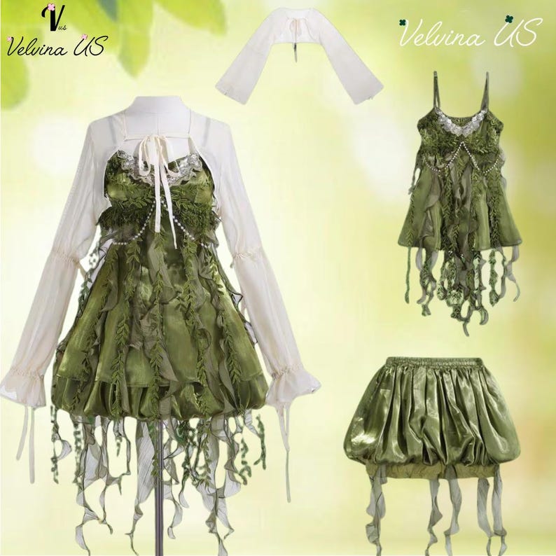 Fairycore Leaf Dress Set | Ethereal Forest Nymph Outfit - Etsy Australia