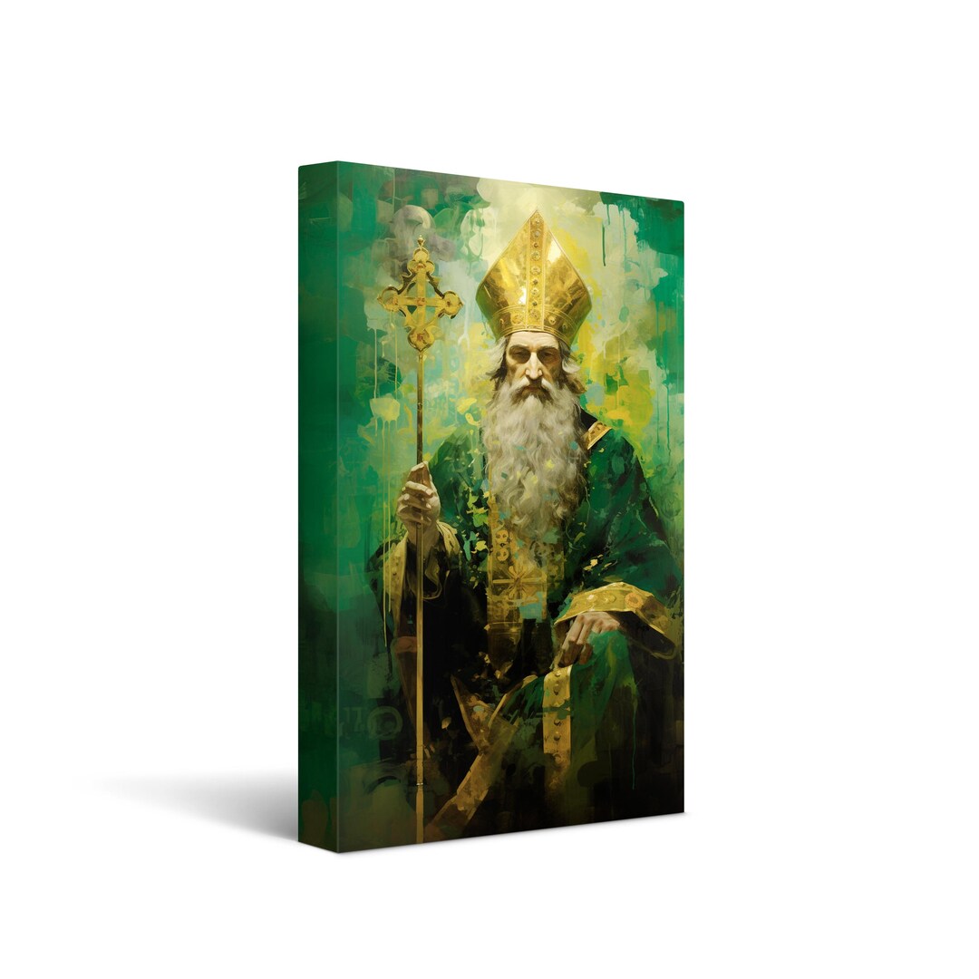 St. Patrick Patron of Ireland Canvas Print - Catholic Wall Art - Etsy