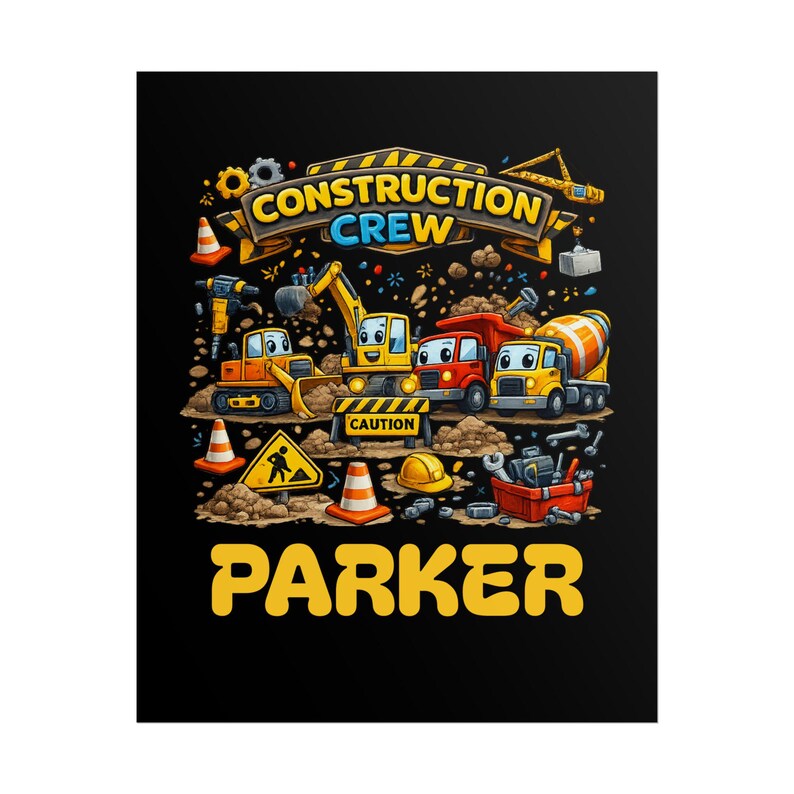 Construction Crew Poster | Rolled Posters, Kids Construction Vehicles ...