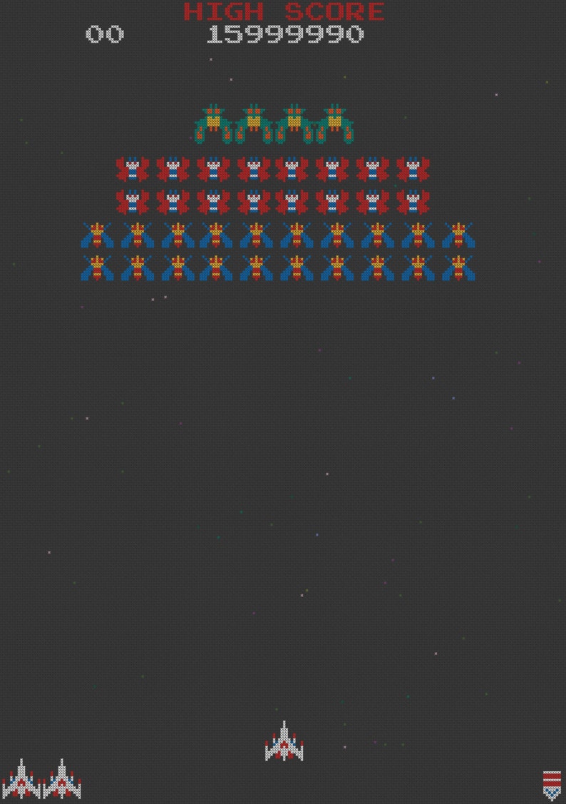 Galaga Level 1 Cross Stitch Pattern - Etsy