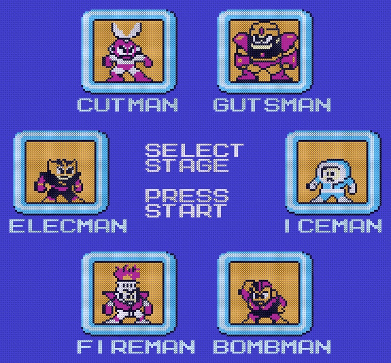 Mega Man Stage Select Cross Stitch Pattern - Etsy
