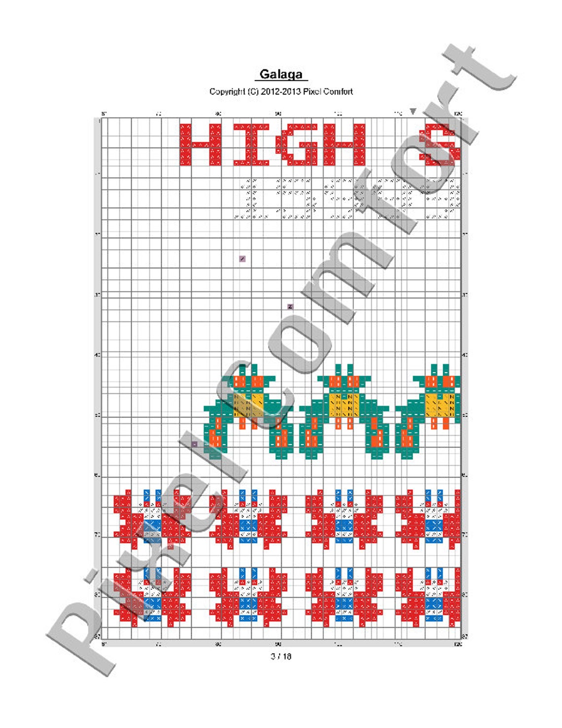 Galaga Level 1 Cross Stitch Pattern - Etsy