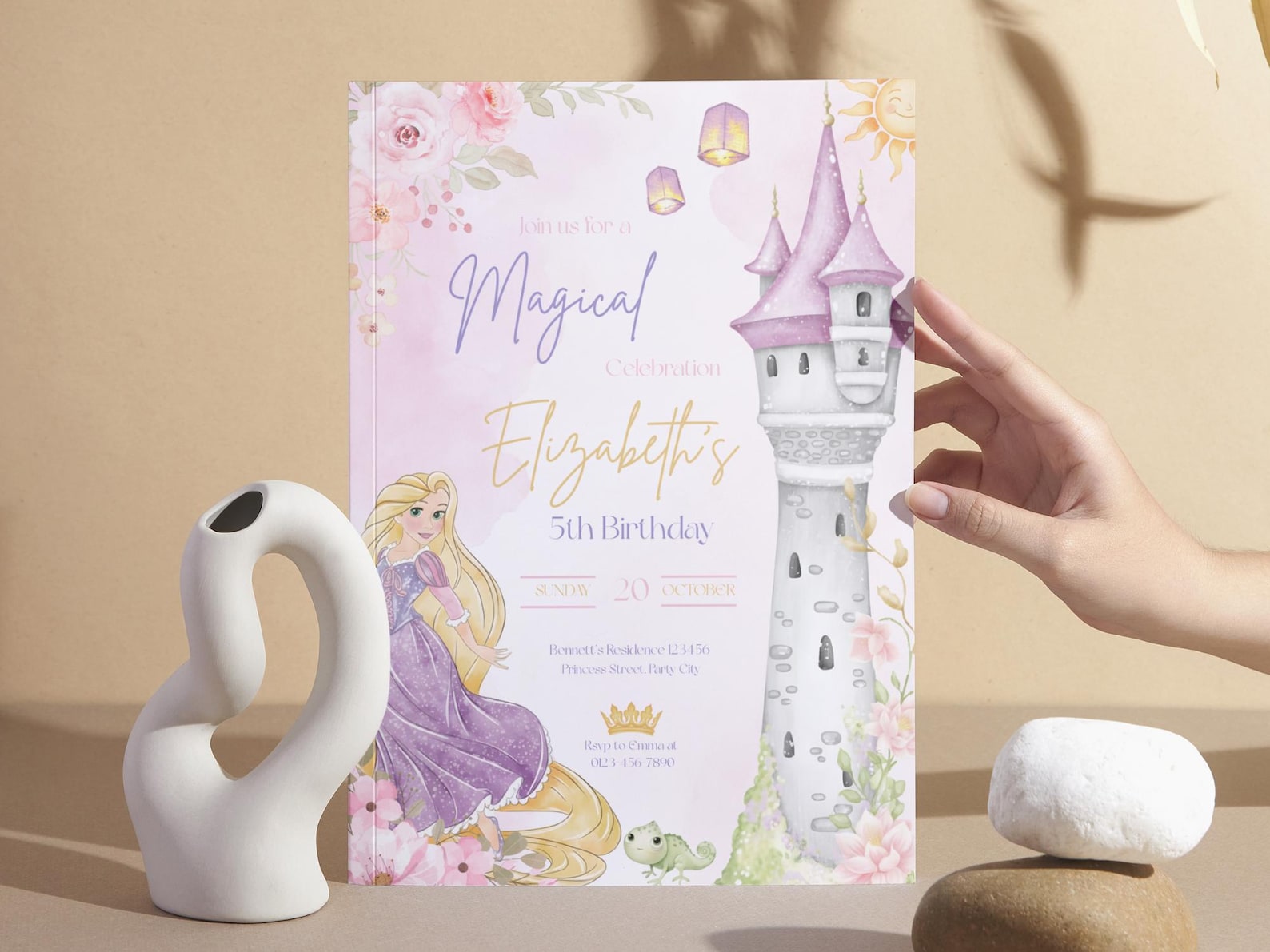 Editable Rapunzel Birthday Invitation, Tangled Theme Party, Princess ...