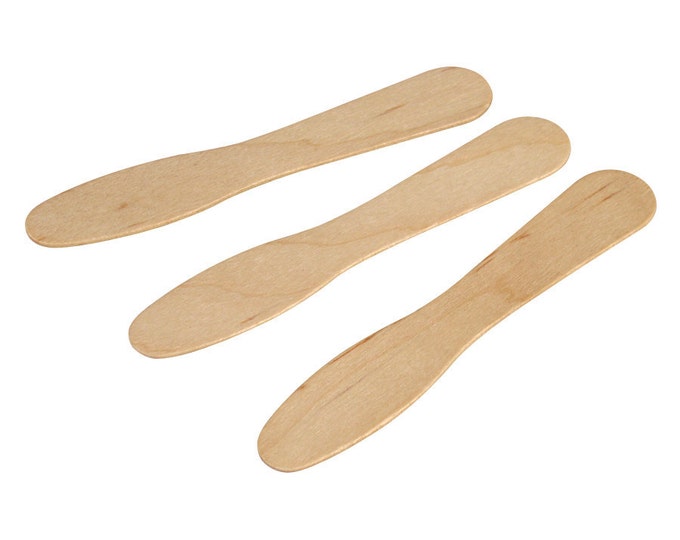Home & Hobby 200 pcs Mini Wooden Paddle Spoons Skincare Sample Spoon ...