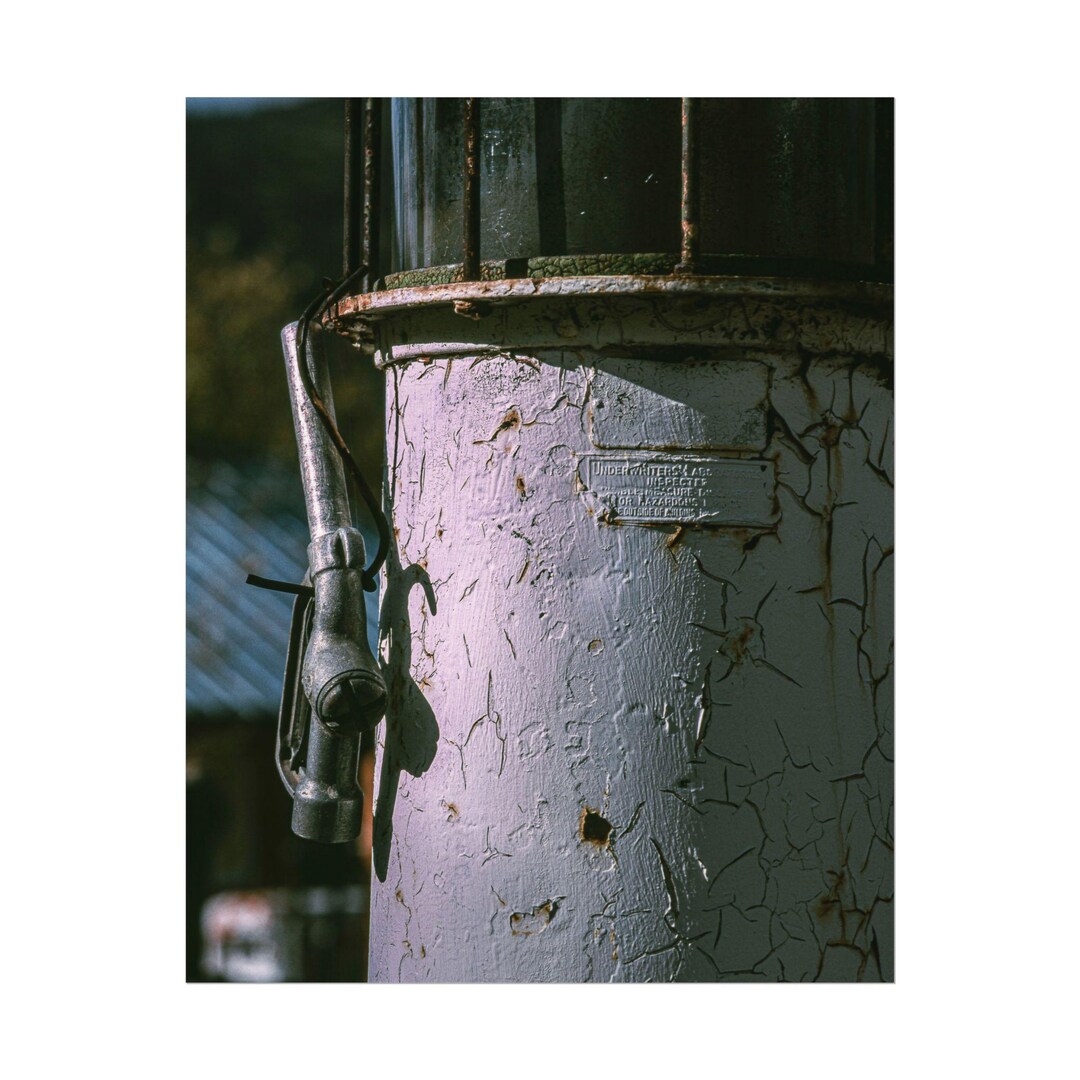 Rustic Rusted Gas Pump Poster | Matte Watercolor Print - Etsy