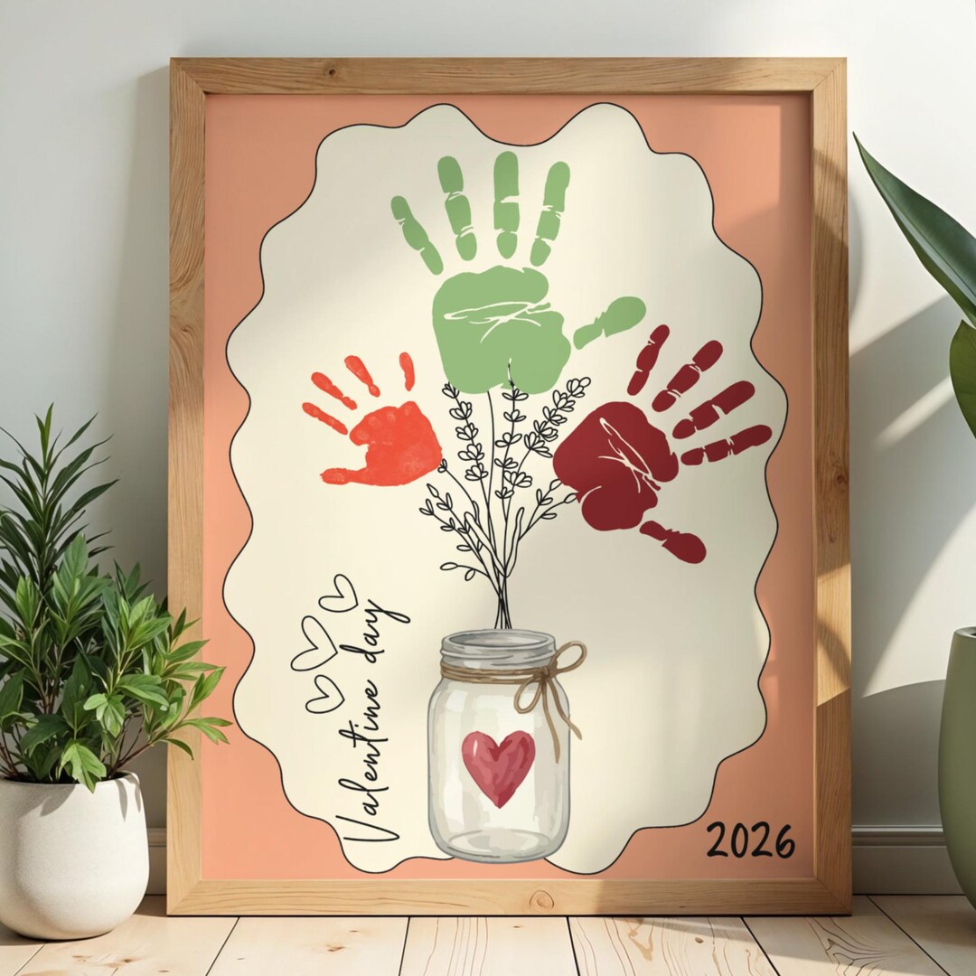 Valentines Day, Hand Print Art Craft Activity Kids Parents Couples ...