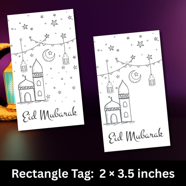 Eid Mubarak Hand Drawn Hang Tags for Gifts Stickers Happy Eid Ul Fitr ...