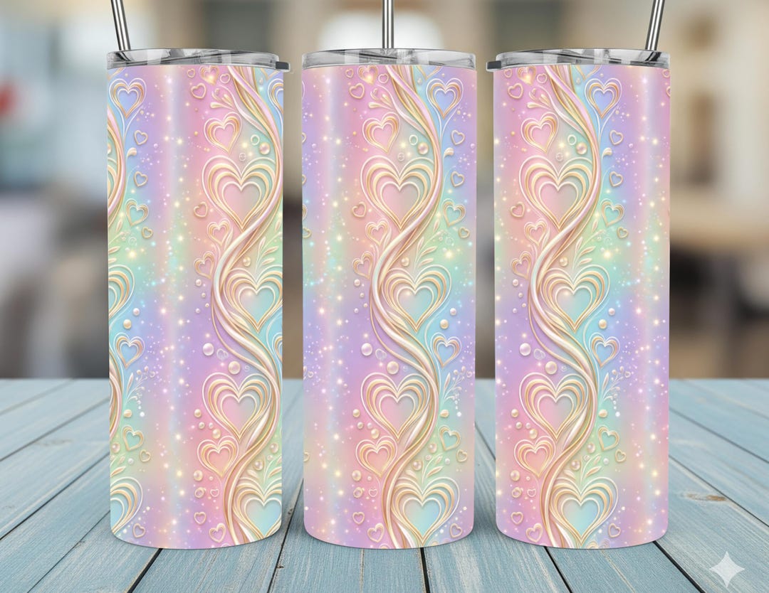 Pastel Heart Swirl Seamless Pattern 20oz Tumbler Wrap Png/sublimation ...