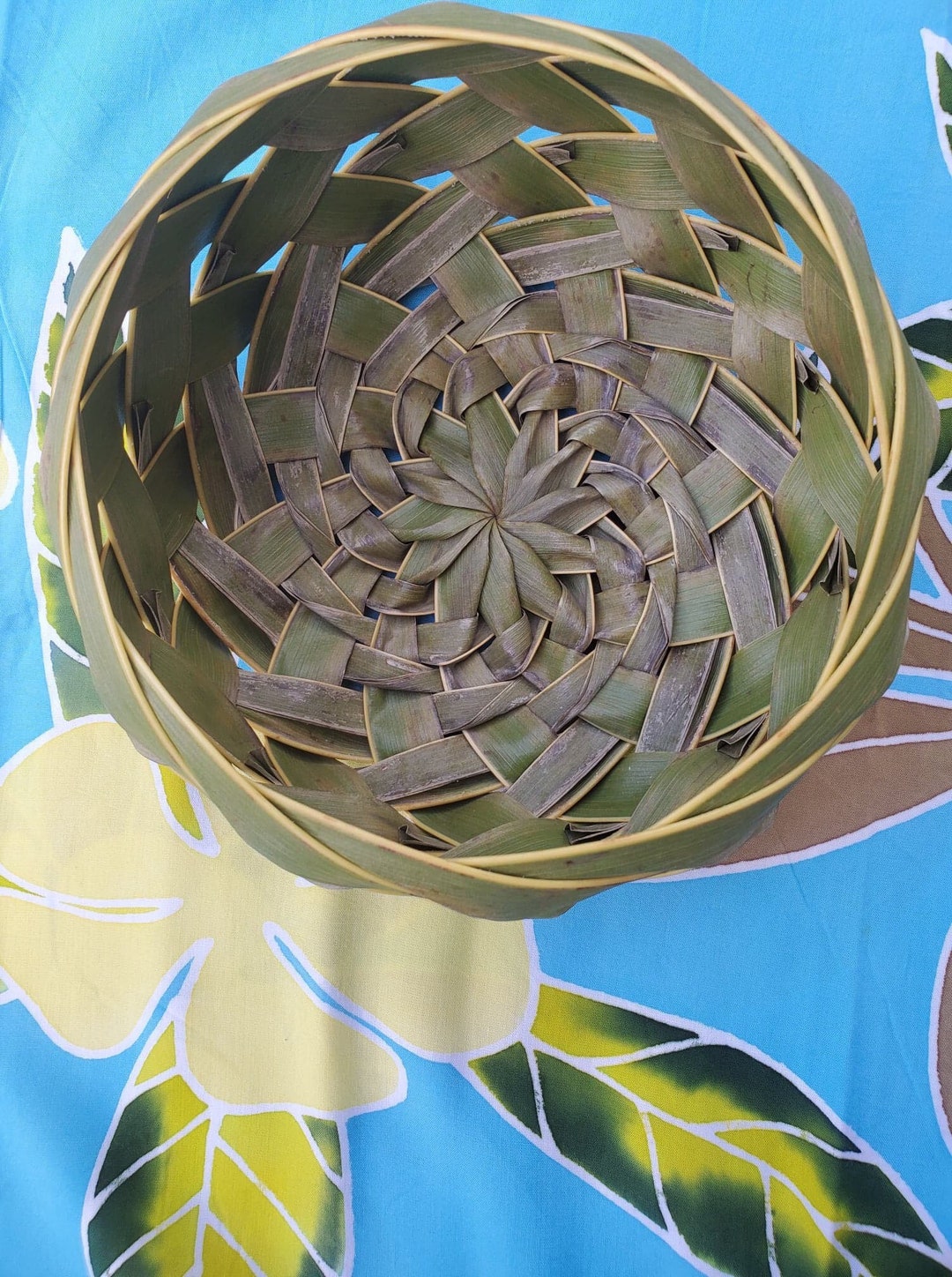 Hawaiian Woven Bowl • Handwoven Baskets • Coconut Leaf Basket • Round ...