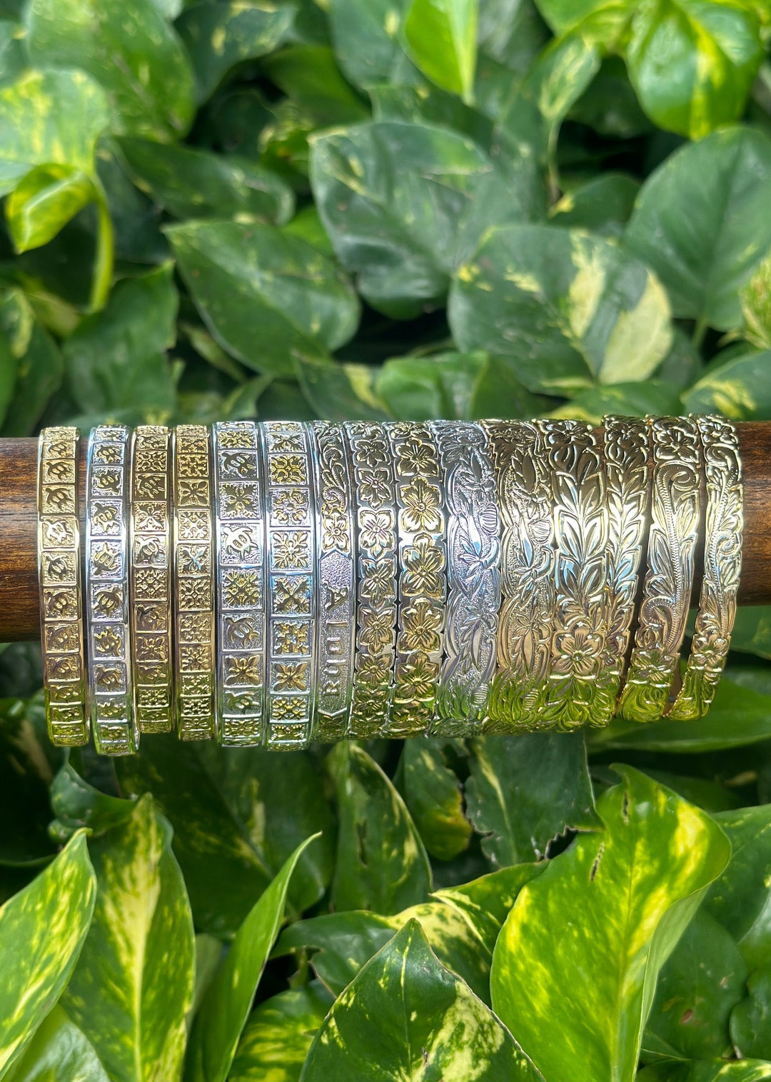 Gold Hawaiian Fashion Bangle Bracelets • Costume Jewelry • Petroglyph ...