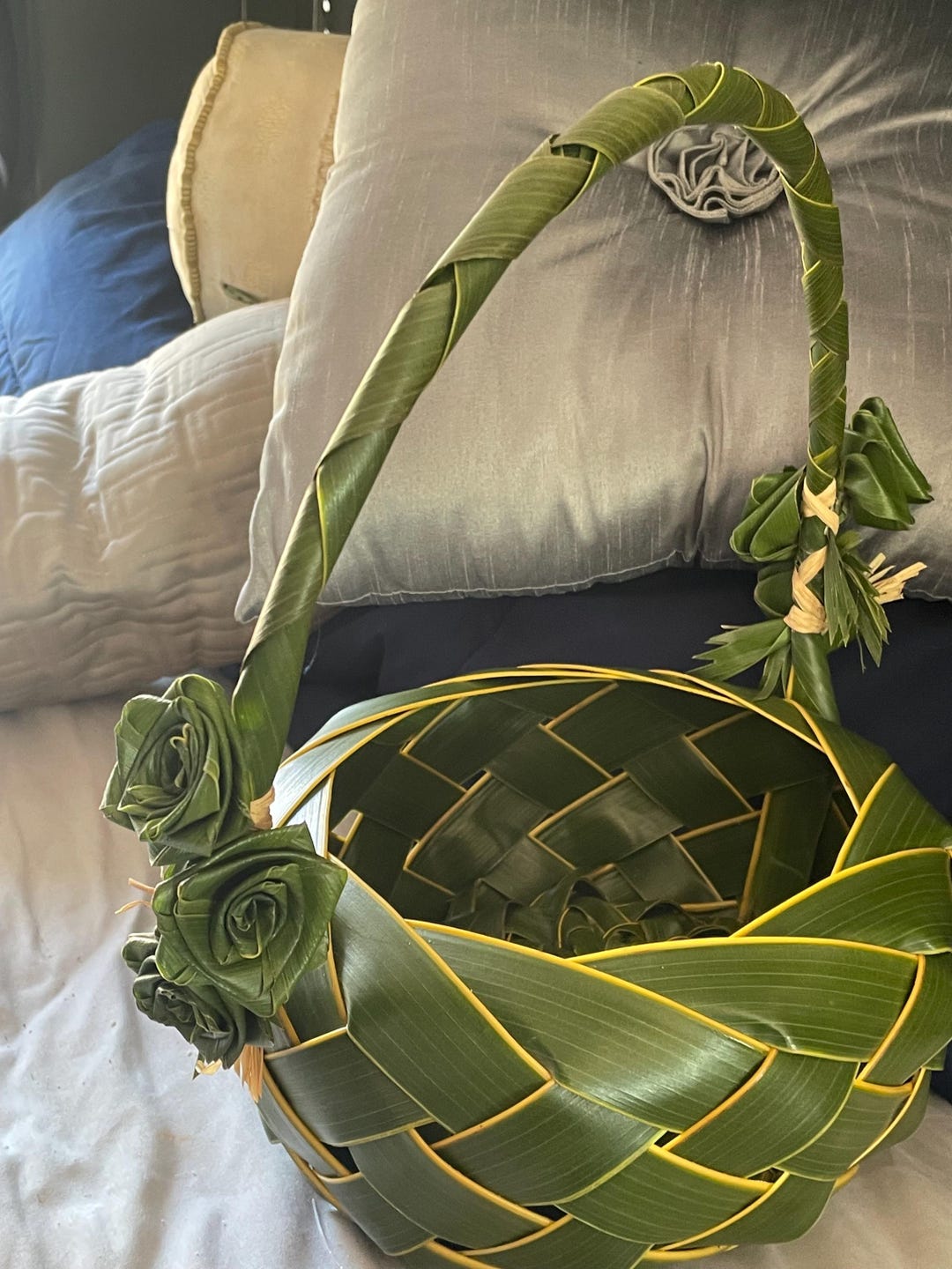 Hawaiian Style Flower Girl Basket • Green Flower Girl Basket • Island ...