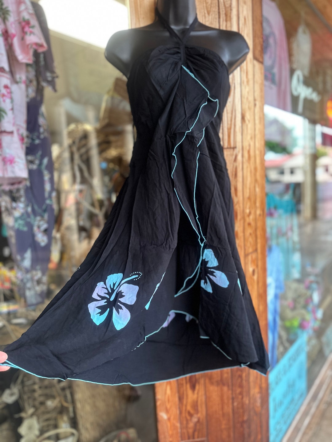 Hibiscus Hawaiian Luau Dress: One Size Halter Beach Dress - Etsy
