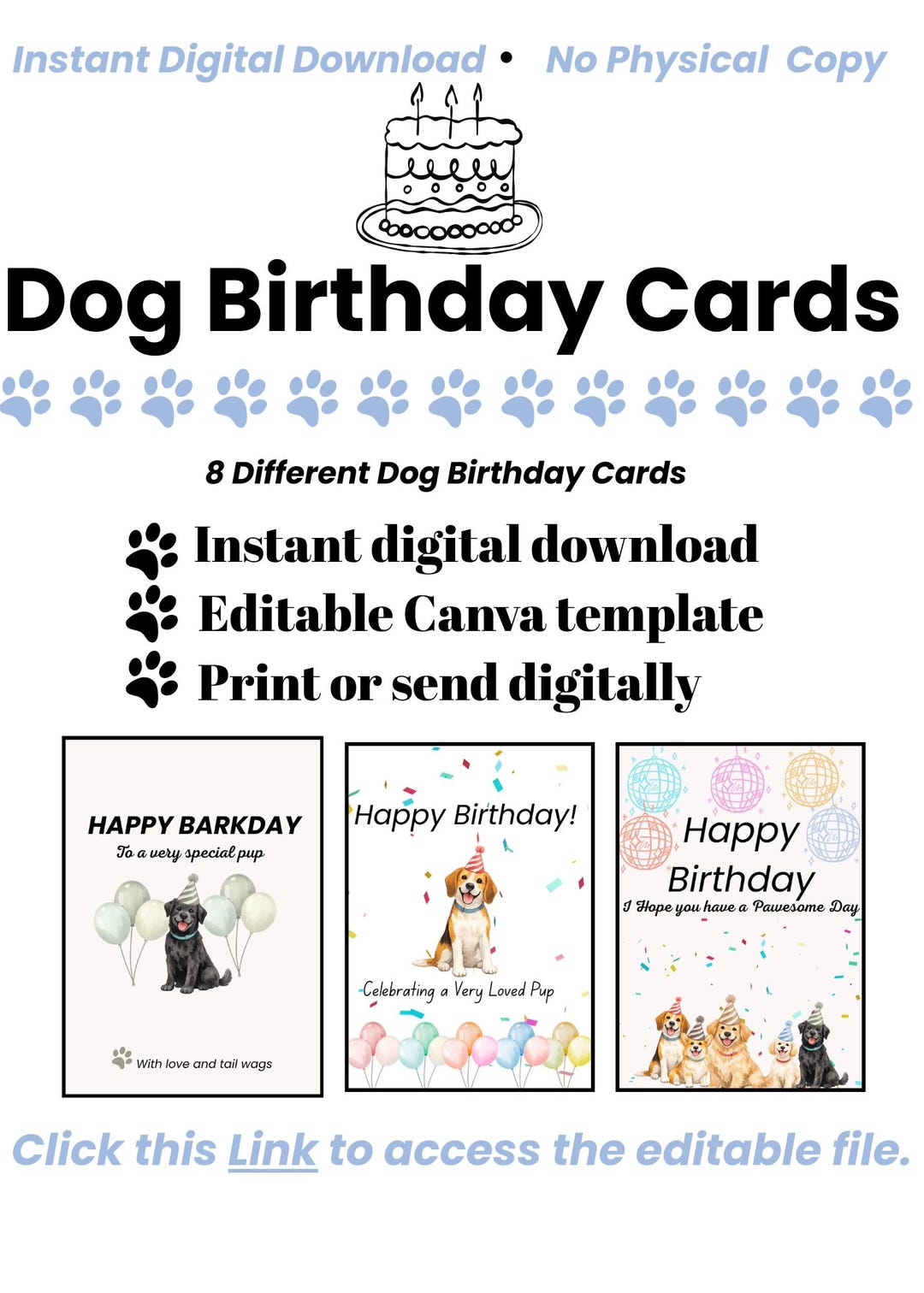 Colorful Printable Dog Birthday Card - Etsy