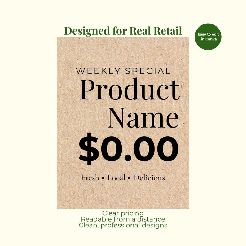 Weekly Special Sign Template Bundle | Editable Canva Retail Signs for ...