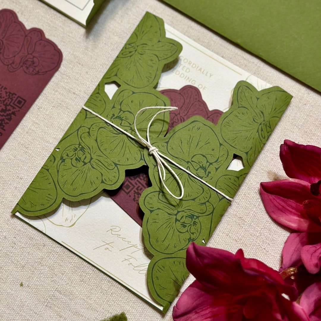 Orchid Flower Wedding Invitation Jacket SVG for Cricut | Print Then Cut ...